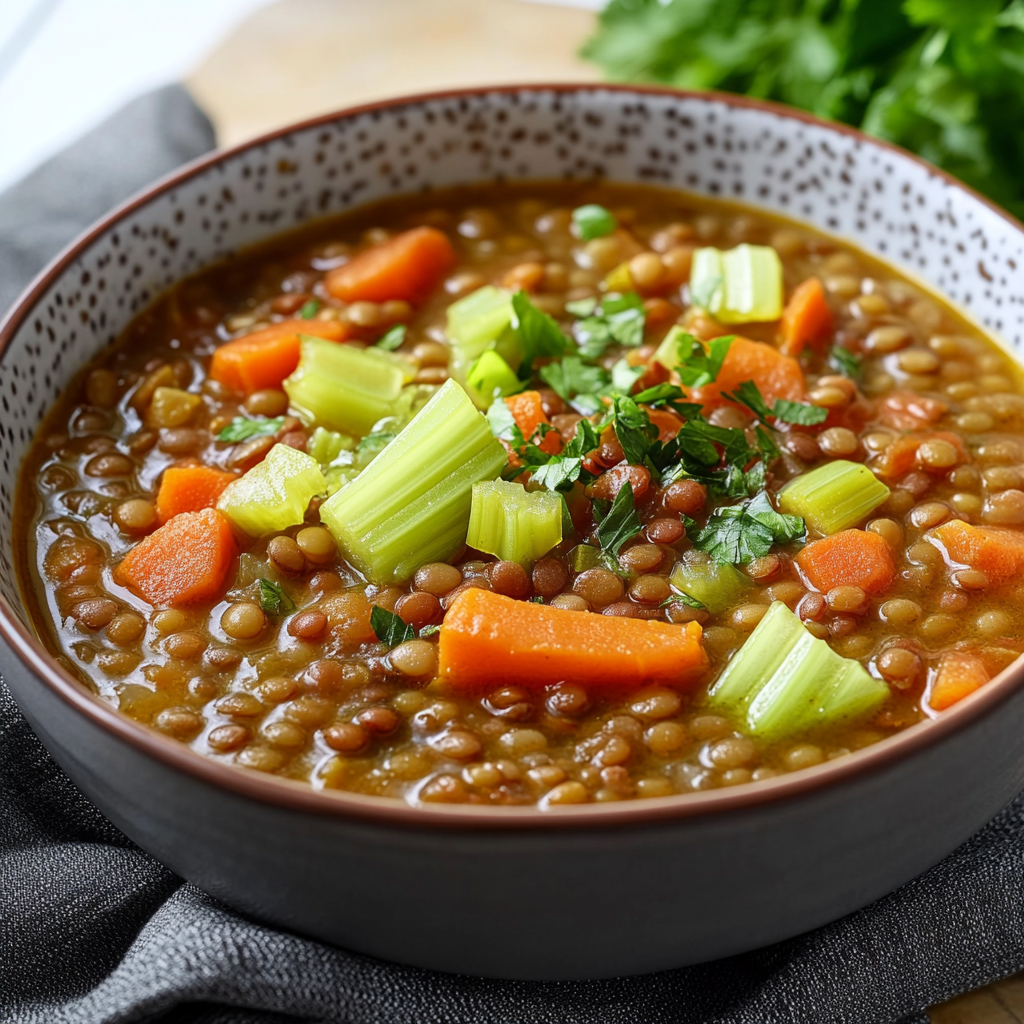 Lentil Soup with Carrots and Celery